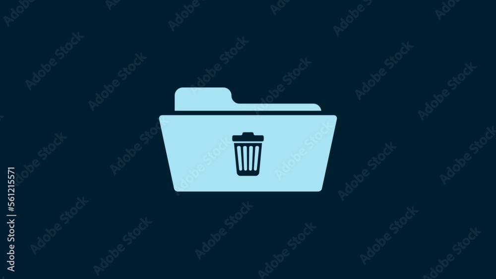 White Delete folder icon isolated on blue background. Folder with ...