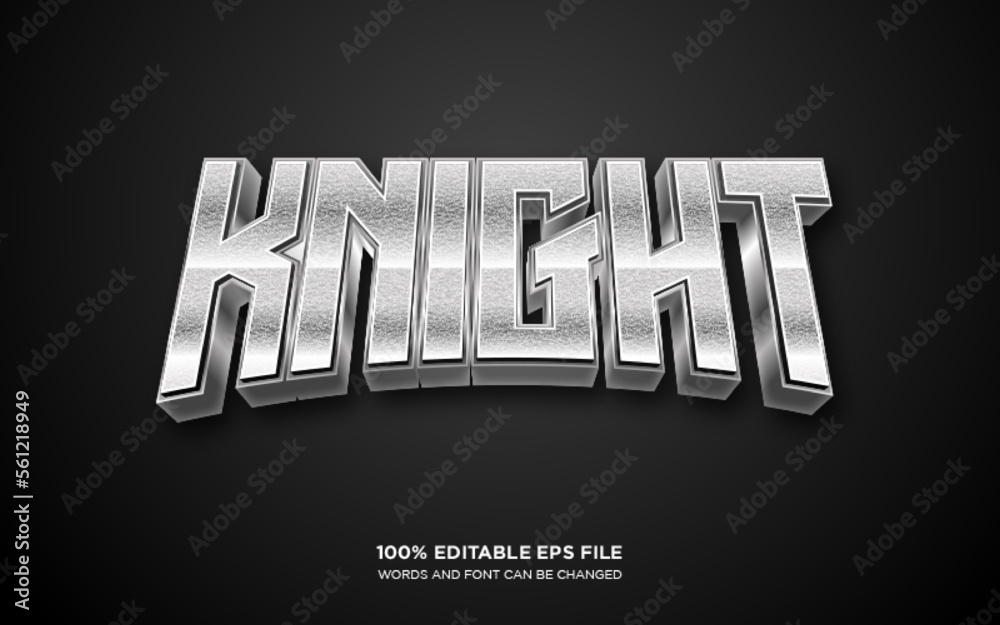 Knight editable 3D text style effect Stock Vector | Adobe Stock