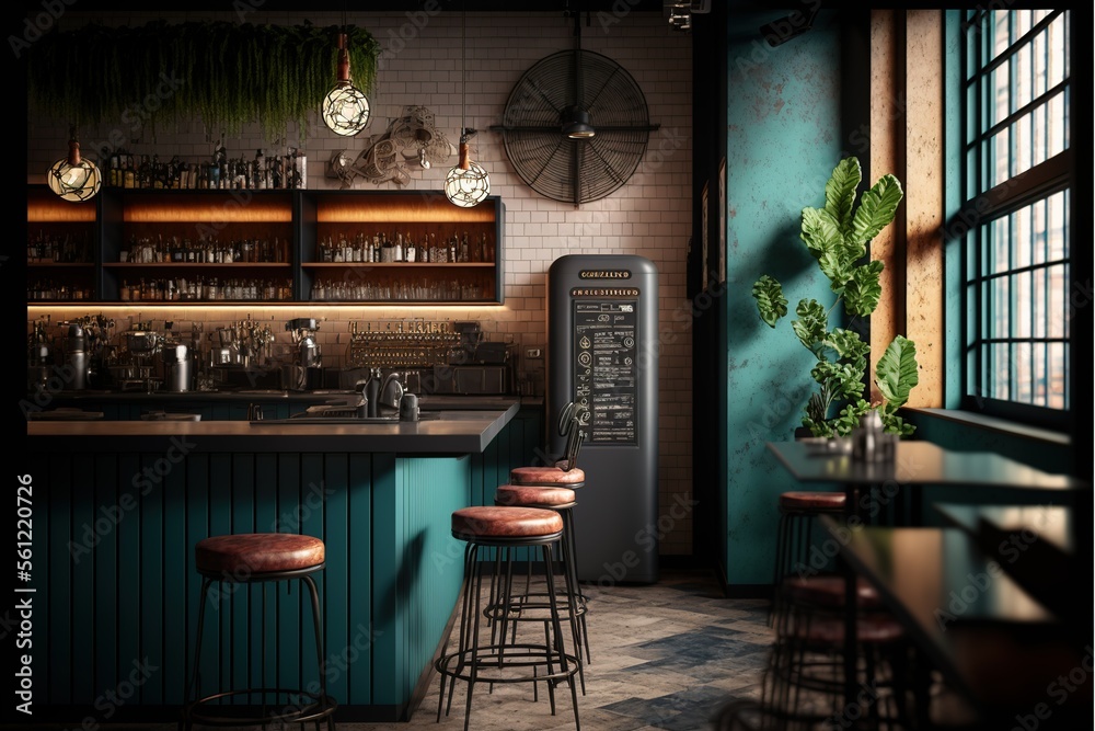 Cafe bar loft style modern texture colors interior. modern cafe ...
