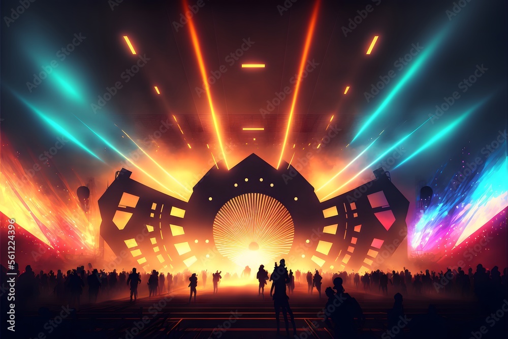 An electric atmosphere at an EDM festival as the night comes alive with ...