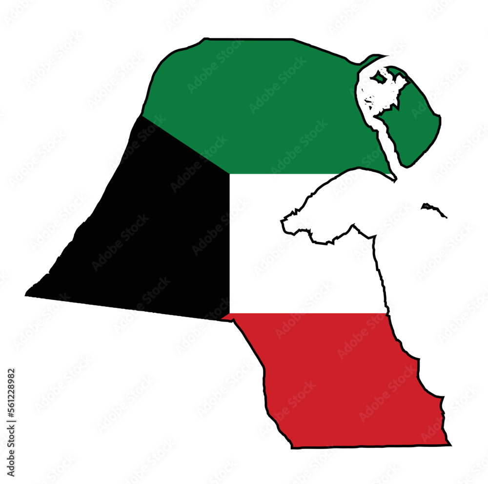 Silhouette Flag Map of Kuwait Stock Vector | Adobe Stock