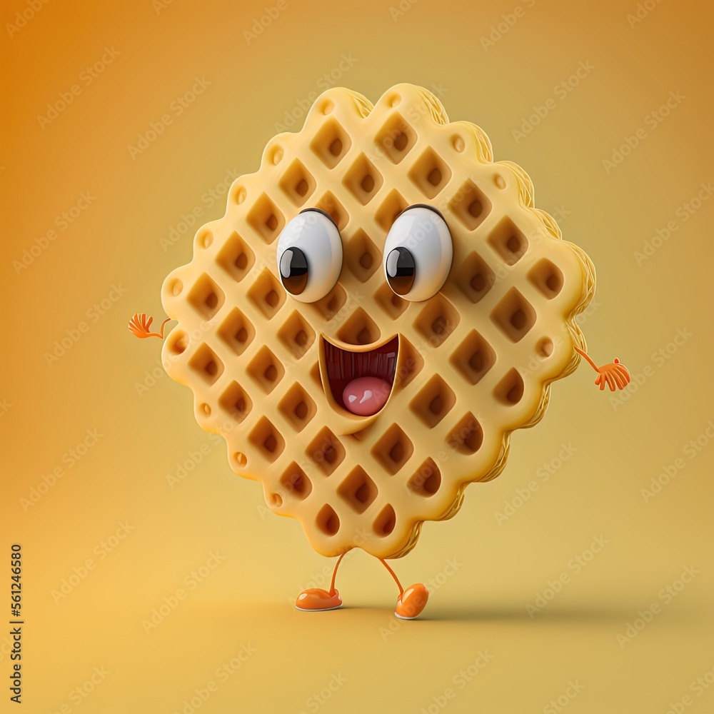Cute Cartoon Waffle Character (Generative AI) Stock Illustration ...