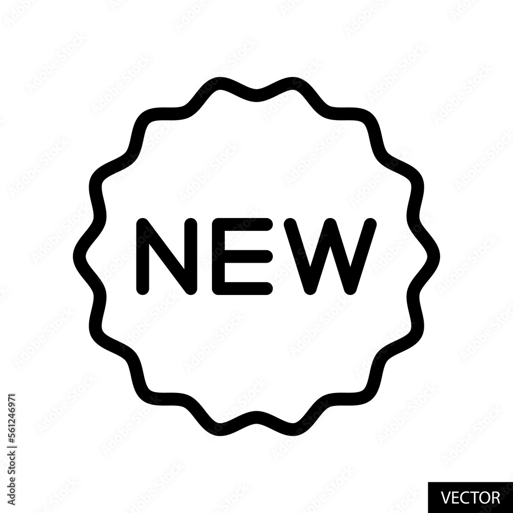 New tag, badge or sticker, New item label vector icon in line style ...