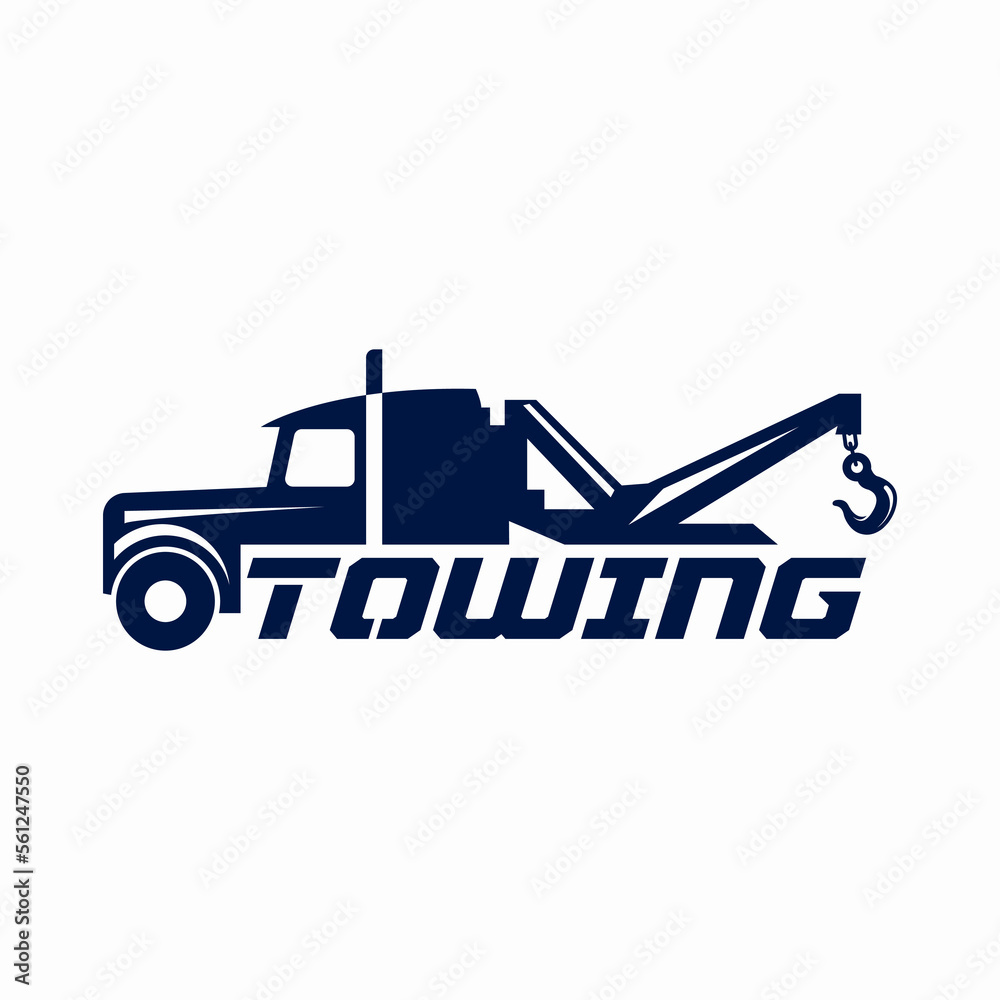 towing car illustration logo design template Stock Vector | Adobe Stock