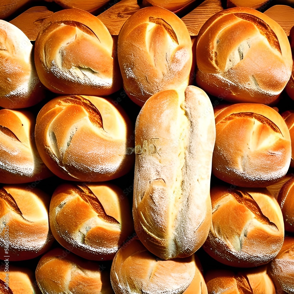 Bäcker Regal Brot rund und ein langes Brot frisch aus dem Backofen ...