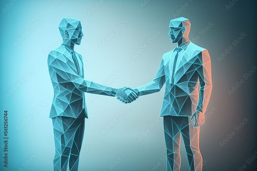 Business agreement concept, with two businesspeople shaking hands in ...