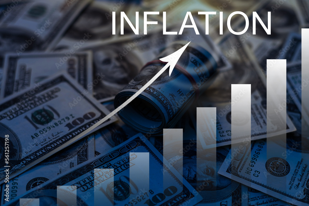 word inflation against background of graph chart of rising inflation ...