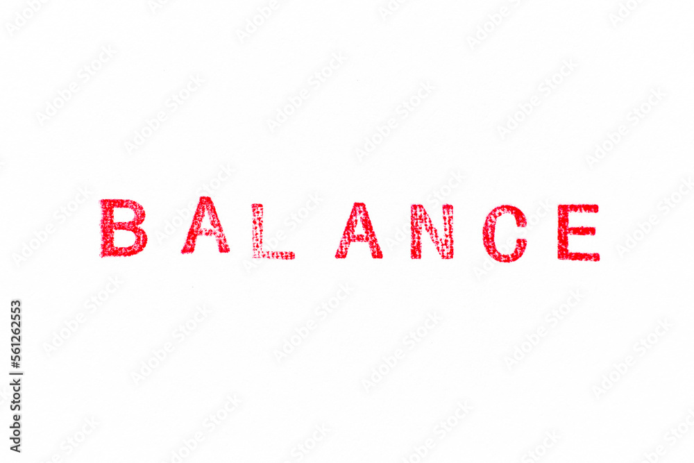 Red color rubber stamp in word balance on white paper background Stock ...