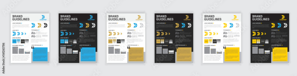 A4 Brand Guidelines Poster Layout Set, Brand Manual Templates Stock ...
