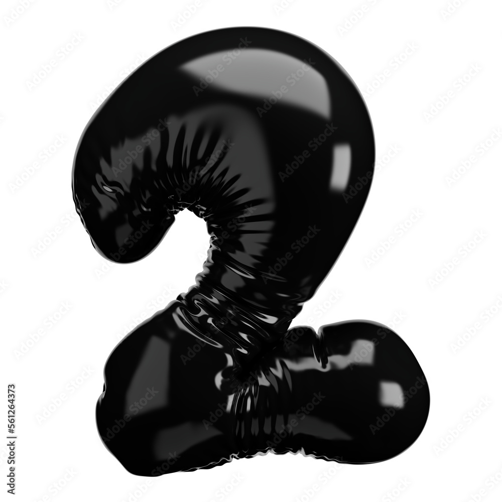 Realistic inflated font 3D render - number 2. Great for your design web ...