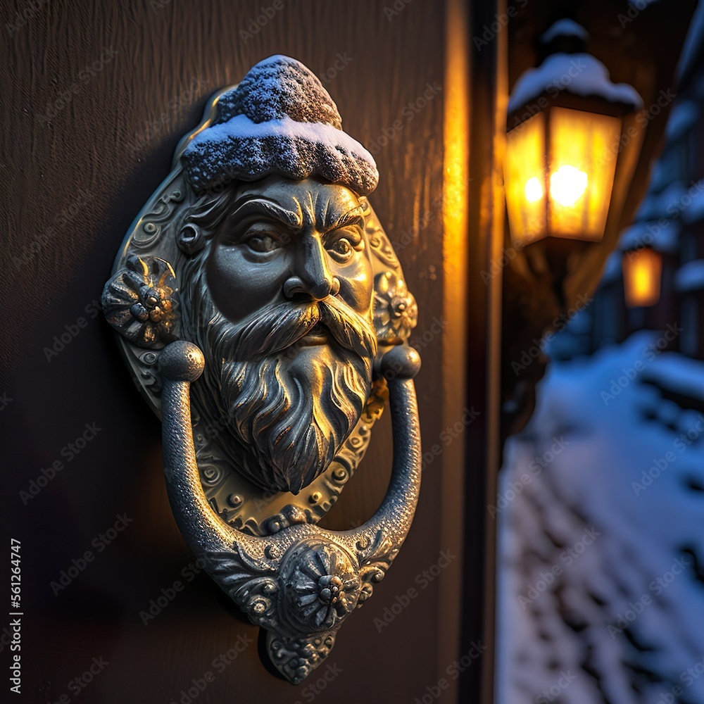Santa head door knocker Stock Illustration | Adobe Stock