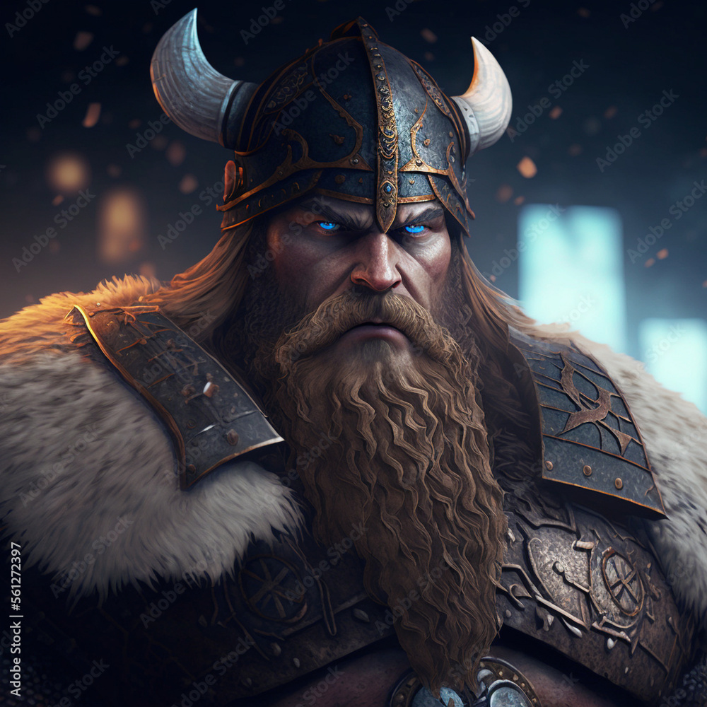 Viking in game style, Scandinavian warrior portrait, AI generated, art ...
