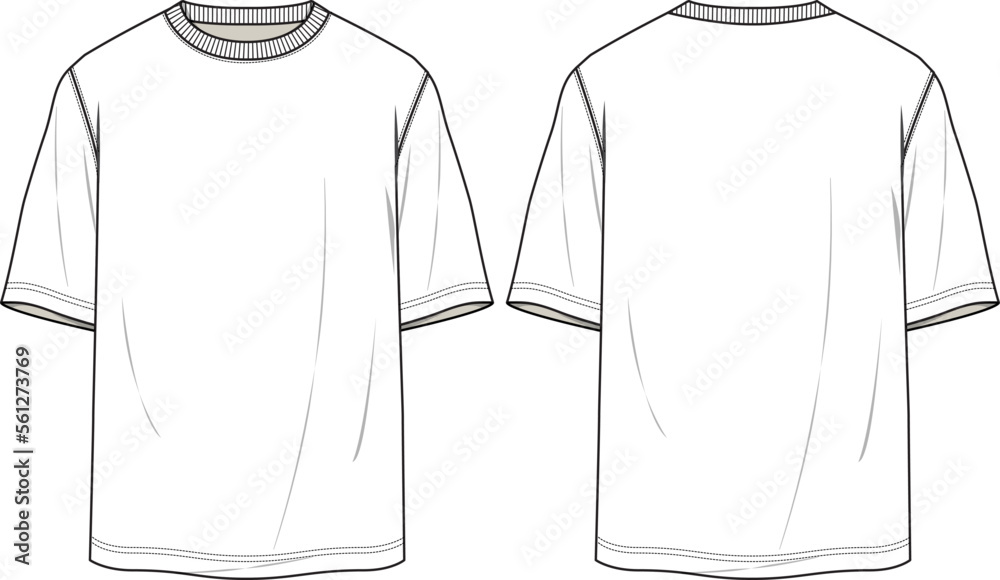 MEN AND BOYS WEAR BOXY T SHIRT FRONT AND BACK FASHION FLAT DESIGN ...