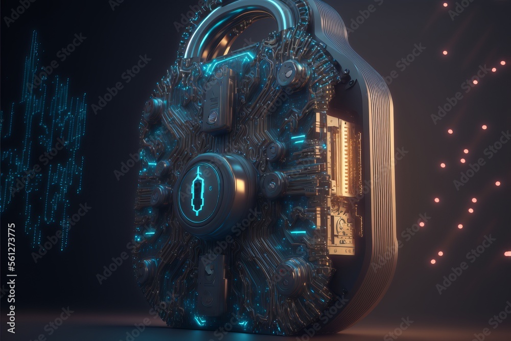 Cybersecurity lock, Digital Lock on Technology Background. Generative ...