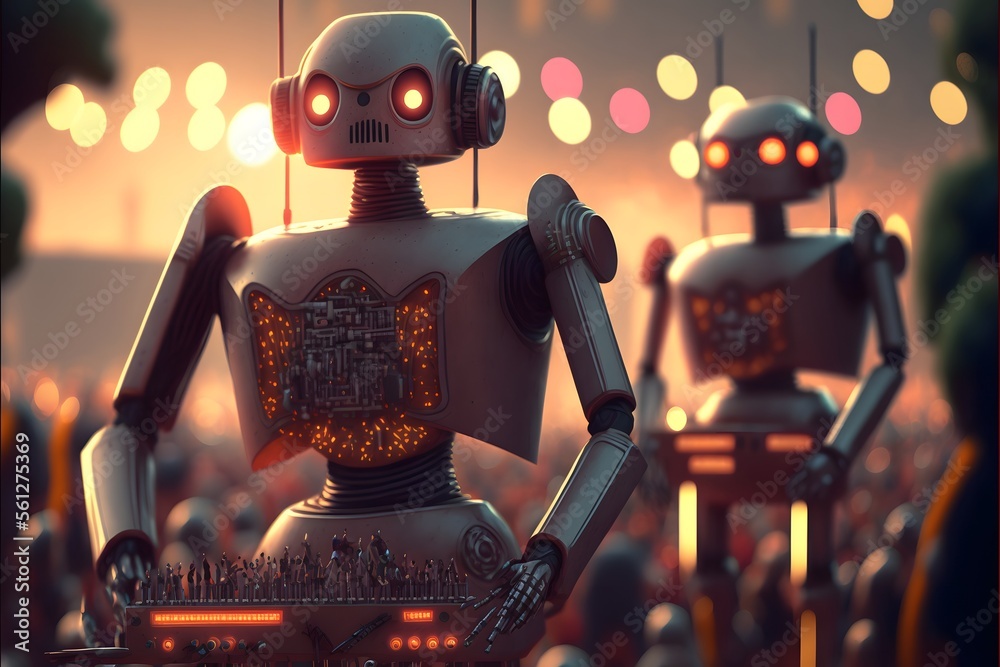 Get ready for a futuristic EDM festival featuring robot DJs. The ...