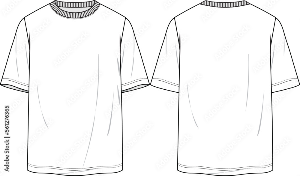 MEN AND BOYS WEAR BOXY T SHIRT FRONT AND BACK FASHION FLAT DESIGN ...