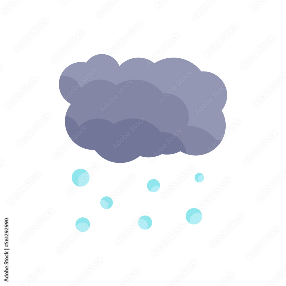 Cloud and hail in cartoon style. Weather concept, flat style hail ...