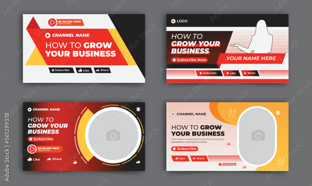 youtube thumbnail template design, video thumbnail template, web banner ...