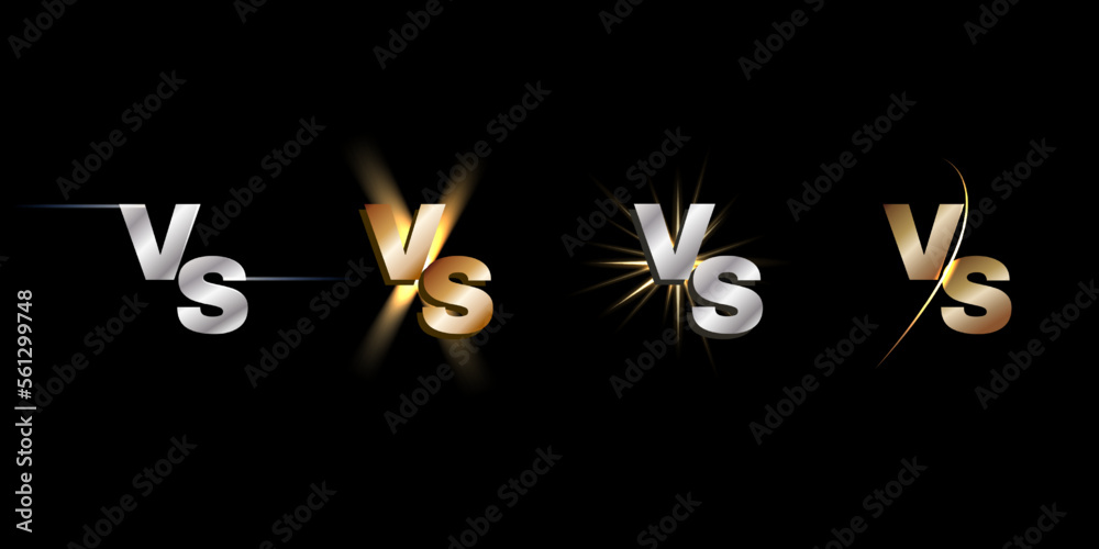 Vs sign set, versus gold silver and bronze game battle symbols. Hero ...