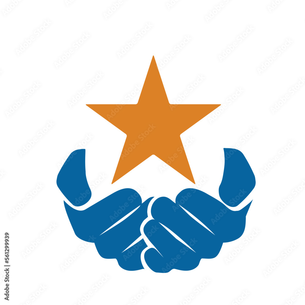 Hand with a golden star. Concepts of success and prosperity. Cartoon ...