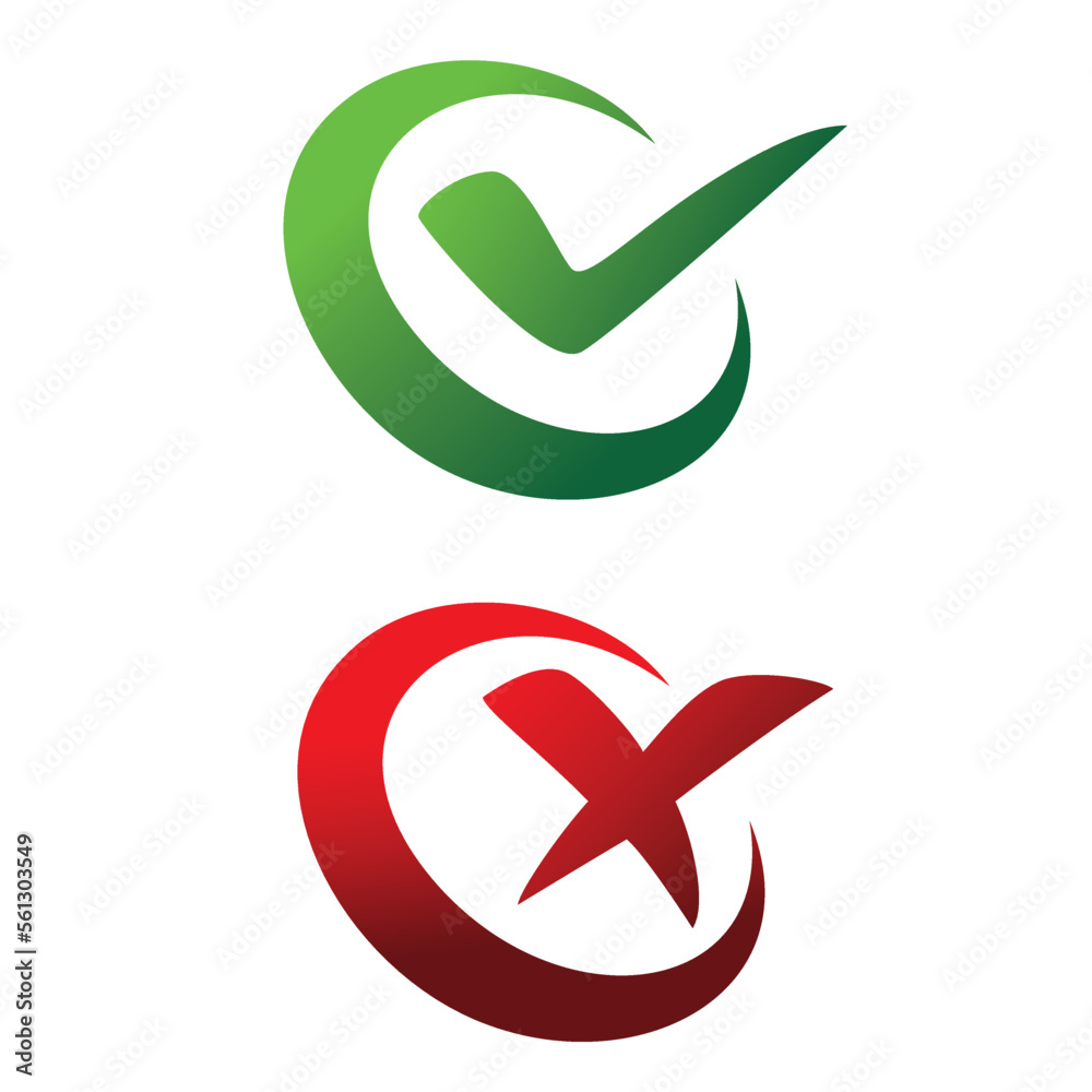 check mark design. option button sign and symbol. right or wrong choice ...