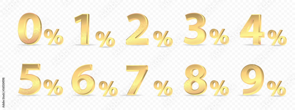 Realistic golden numbers. Gold numbers isolated on transparent ...