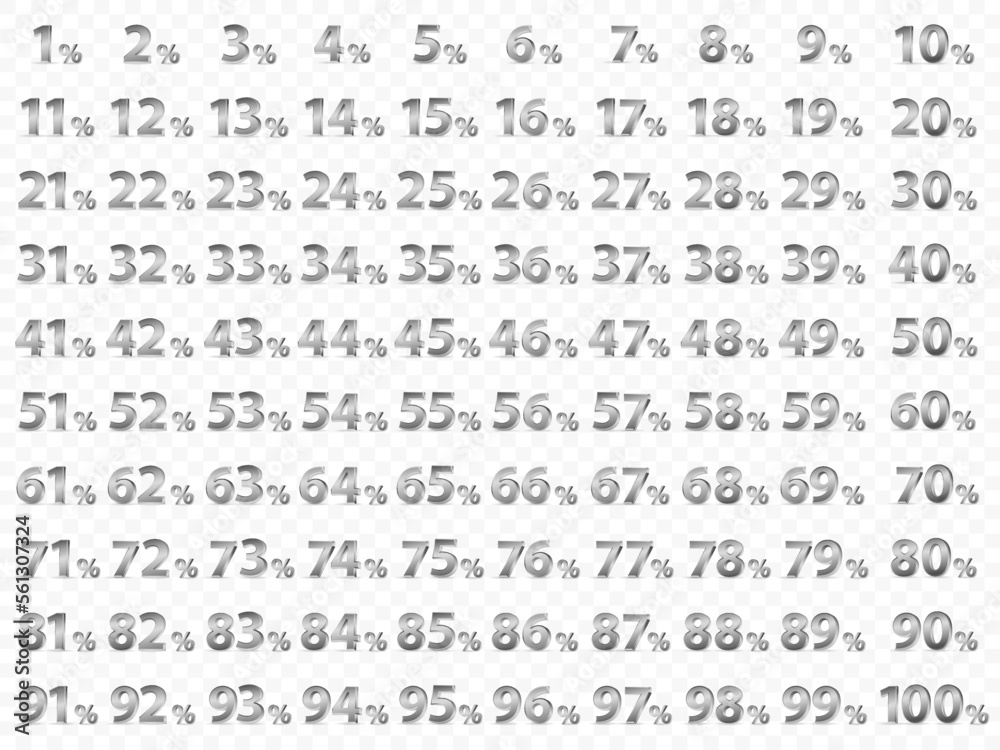 Realistic silver numbers. Vector decorative design elements. Set of ...