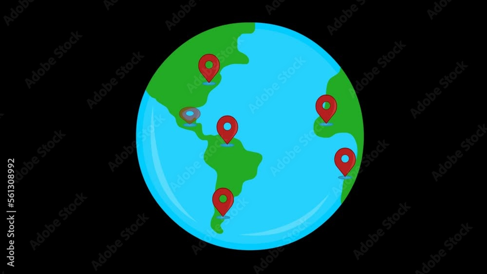 animation of planet Earth with GPS symbols (Global Positioning System ...