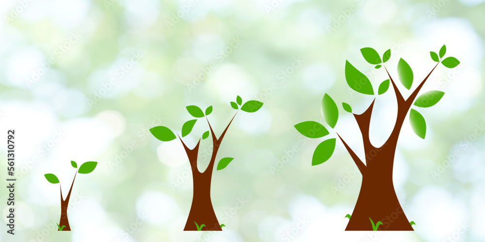 Stack of the tree that grows on green background. Financial concepts ...