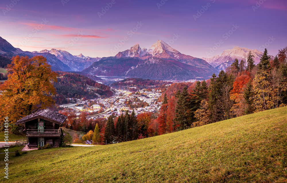 Fantastic morning countryside. Impressive mountain scenery in the ...