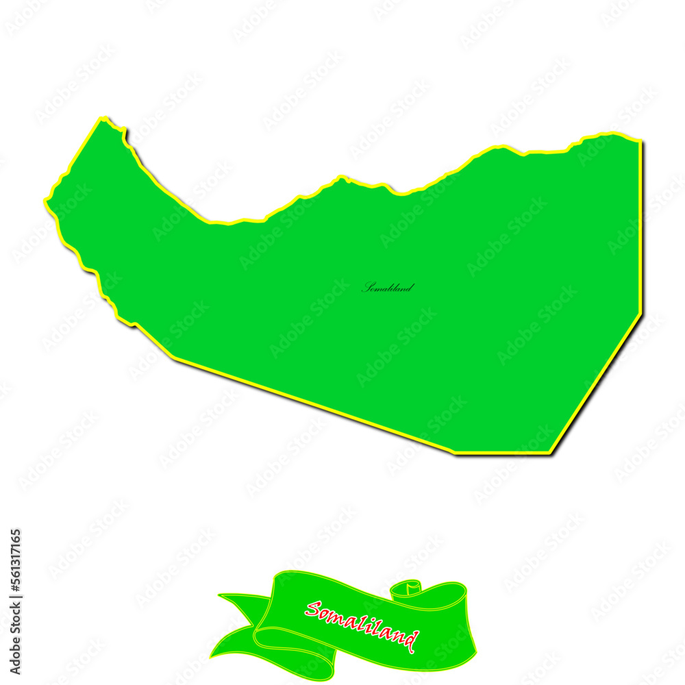 Vector map of Somaliland with subregions in green country name in red ...
