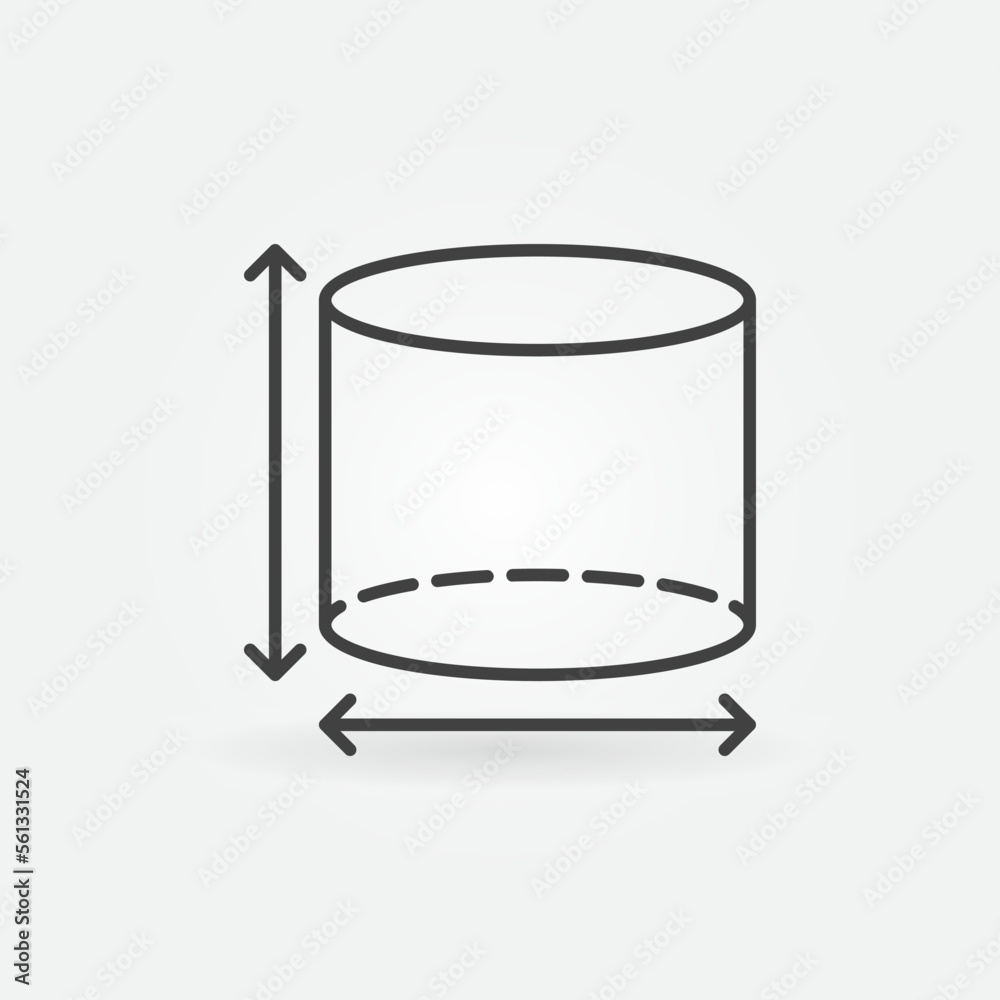 Cylinder Dimensions vector concept icon in thin line style Stock Vector ...