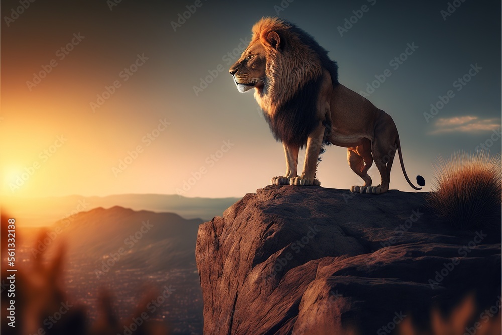 Lion Standing On Rock