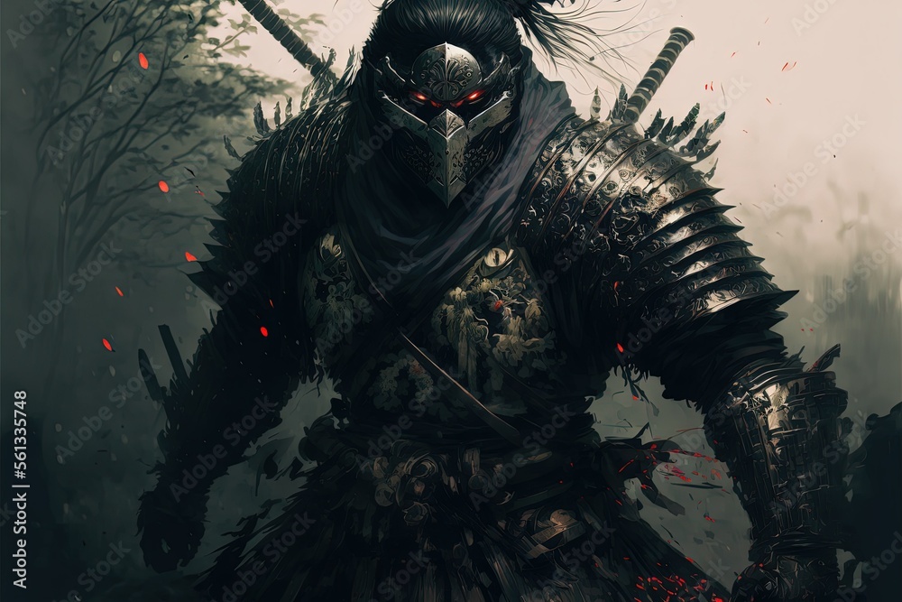 Ghost warrior samurai in heavy armour. Ronin samurai fantasy character ...