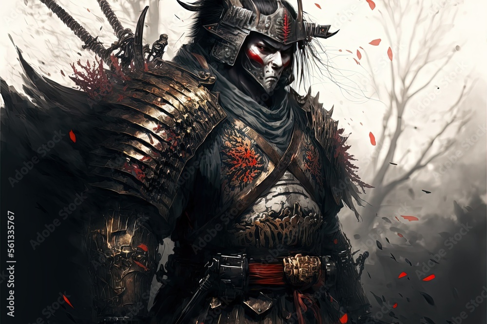 Ghost warrior samurai in heavy armour. Ronin samurai fantasy character ...