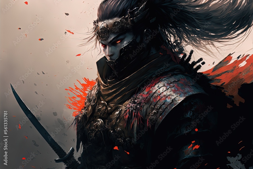 Ghost warrior samurai in heavy armour. Ronin samurai fantasy character ...