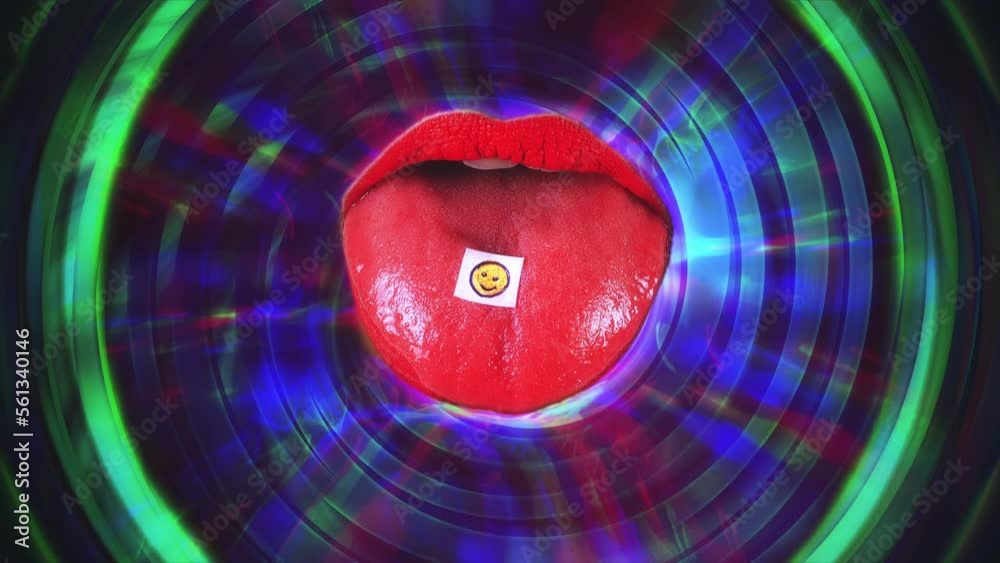 LSD Tongue Female Mouth Psychedelic Motion Background. Psychedelic ...