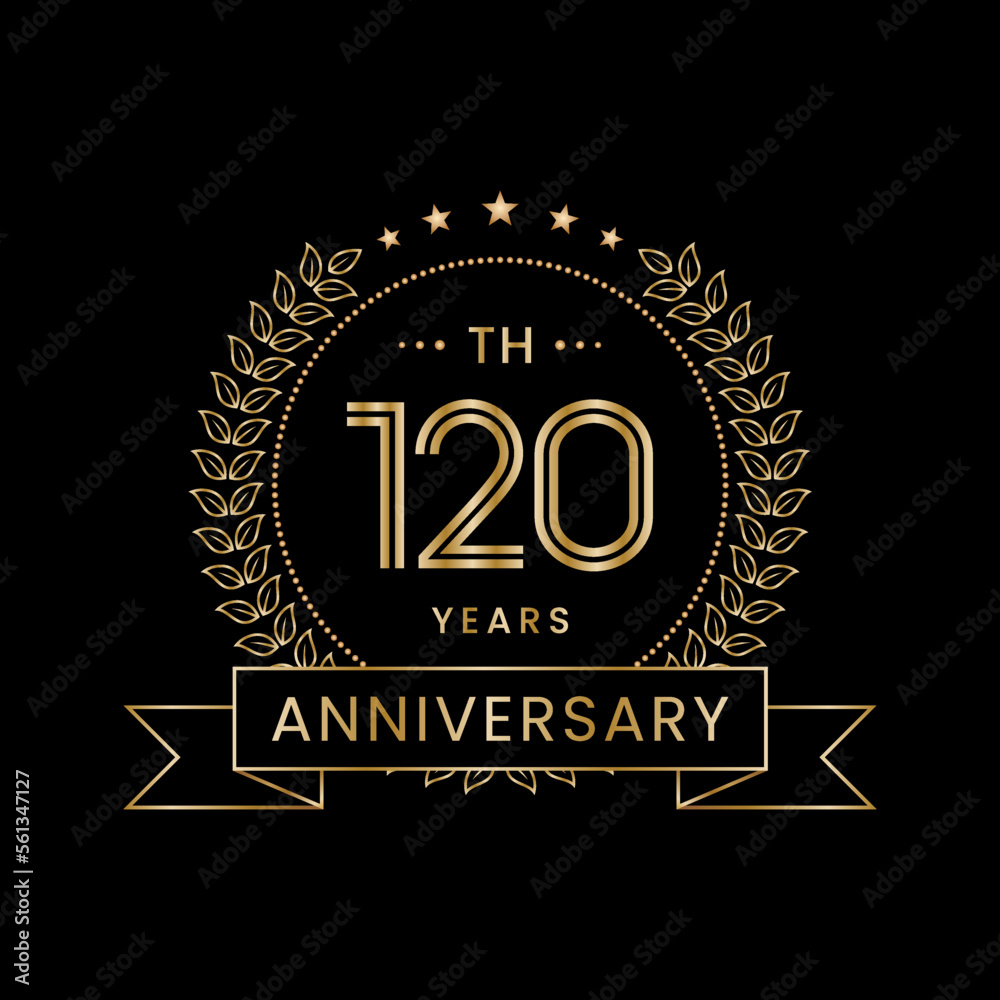 120th Anniversary logo design with laurel wreath for celebration event ...