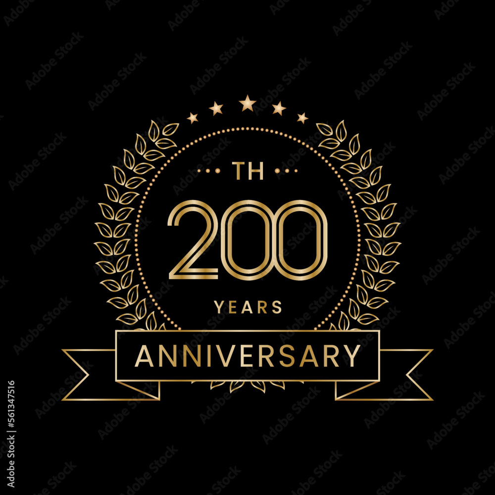 200th Anniversary logo design with laurel wreath for celebration event ...