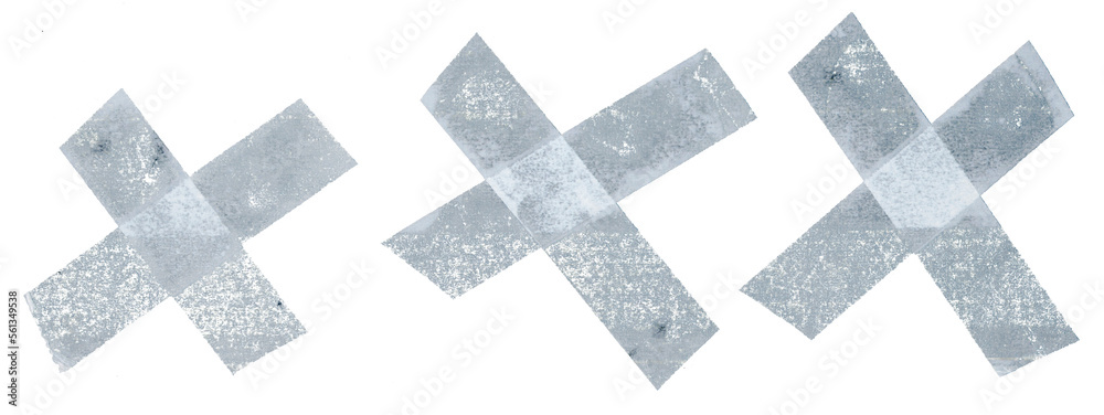 transparent sticky tapes forming the letter x or overlapping each other ...