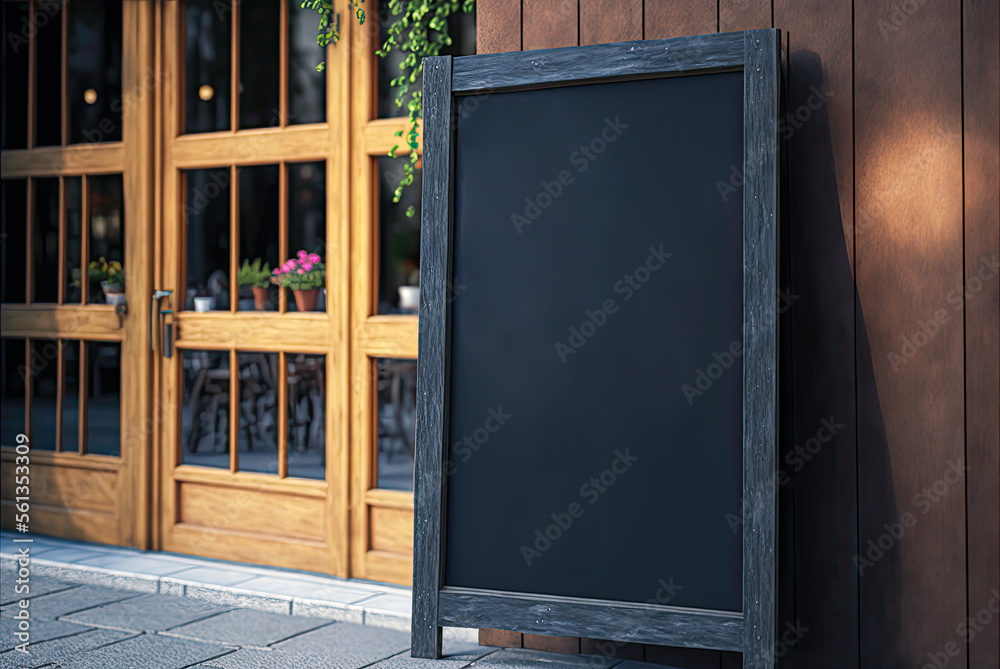 Mockup blank chalkboard menu outside of store, restaurant or coffee ...