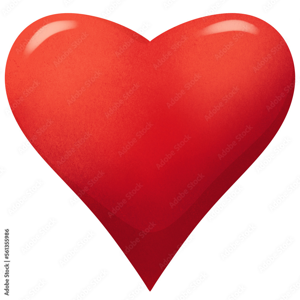 red heart isolated on white, valentine's red heart illustration,hand ...