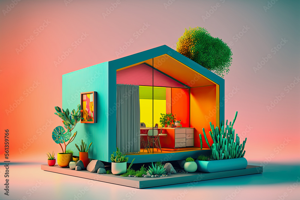 ai midjourney generated 3d render illustration of a tiny turquoise ...