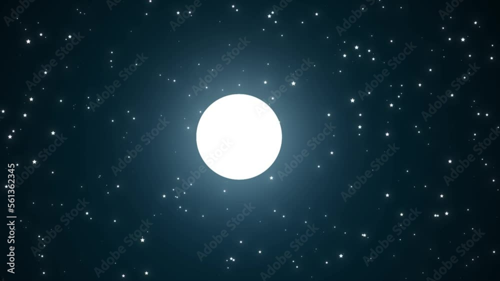 White bright moon and twinkle Cartoon Star Blinking On Dark background. Animation Of Cartoon ...