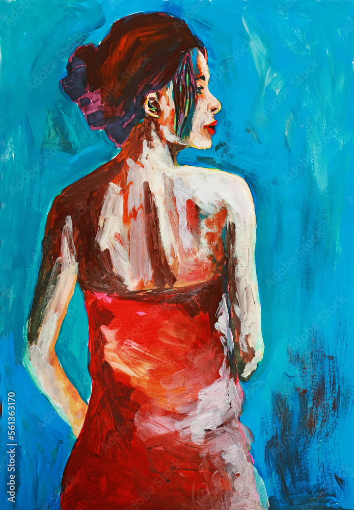 Girl's back - illustration. Watercolor painting of the bare back of a ...