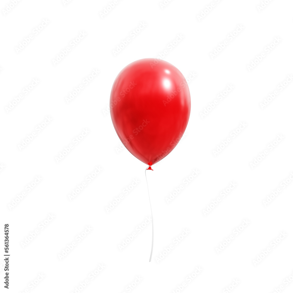 red balloon isolated on white, 3d rendering of red balloon PNG isolated ...