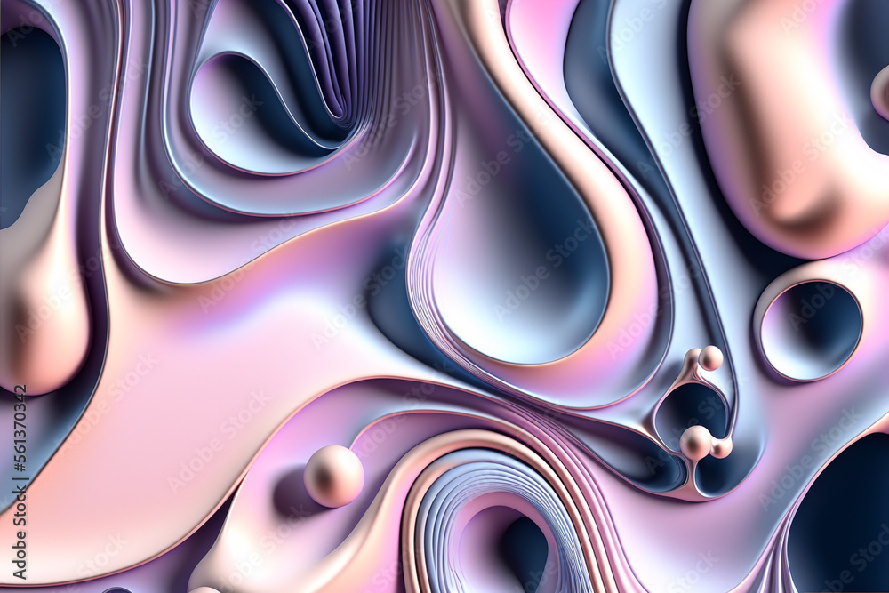 abstract background using liquid organic shapes with chrome texture and ...
