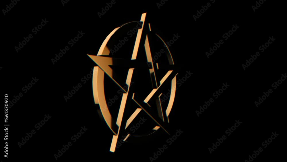 Pentacle Spinning Solid Gold Metallic 3D Illustration Pentagram Spin ...