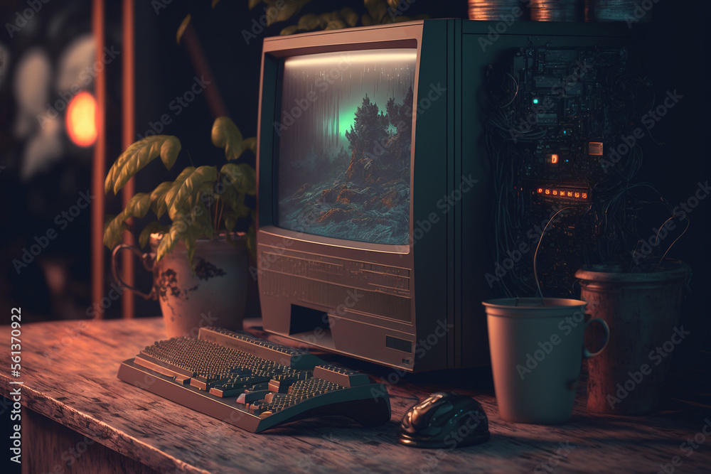 retro computer from the 90s, created by a neural network, Generative AI ...