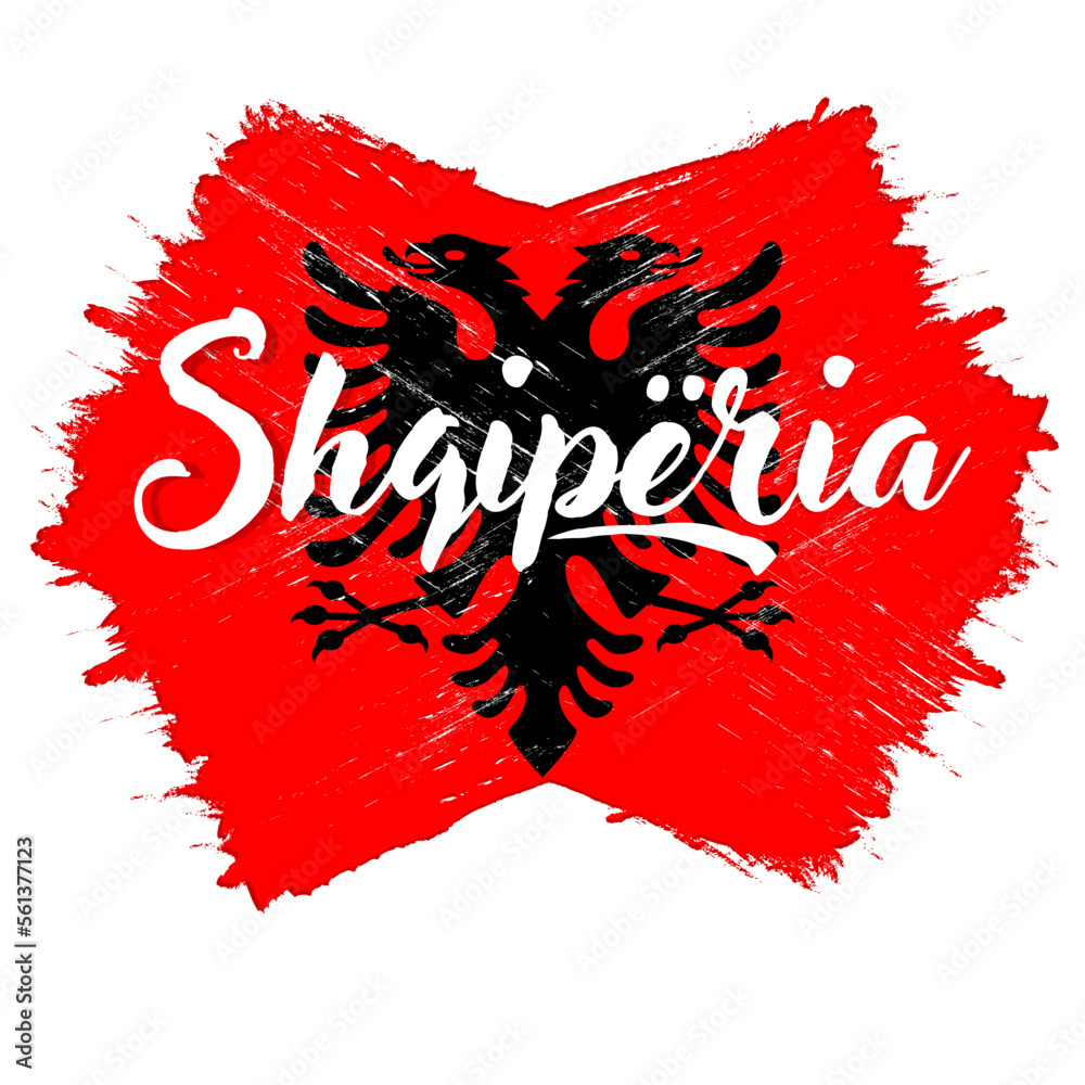 "Flamuri i Shqipërisë" - Flag of Albania, banner with grunge texture ...